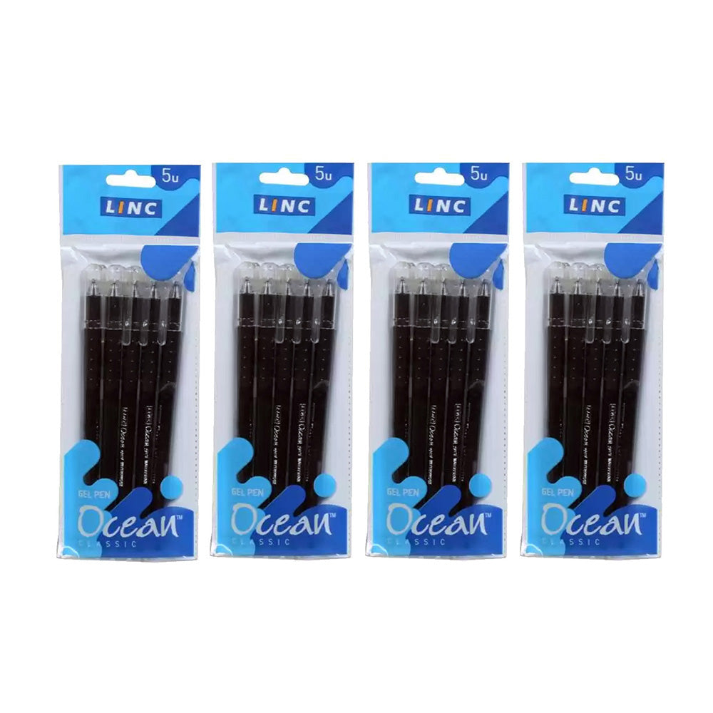 Linc Ocean Classic Black Gel Pen Set of 5 - Pack of 4